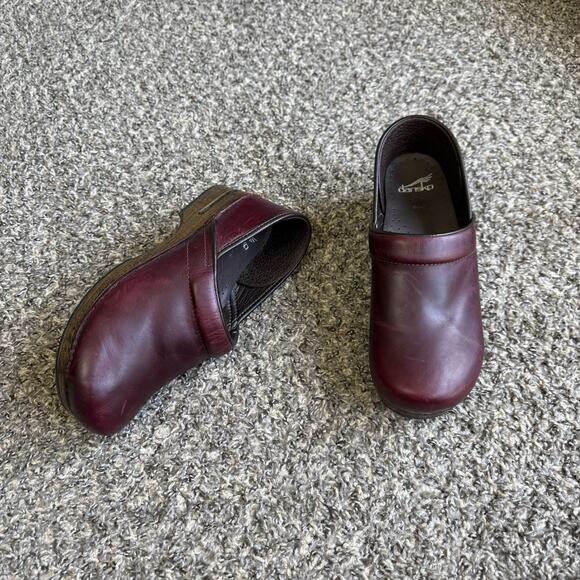 Dansko | Shoes | Dansko Clog Slip On Burgundy Leather Comfort Work Shoe ...